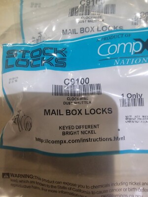 5 Pk- Compx USPS-L-1172C National Mailbox Lock C9100 (Lock with 3-keys ...