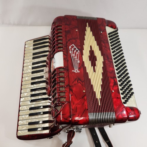 Nilux Accordion Castelfidardo Italy Red Vtg Musical Instrument Rare AS ...