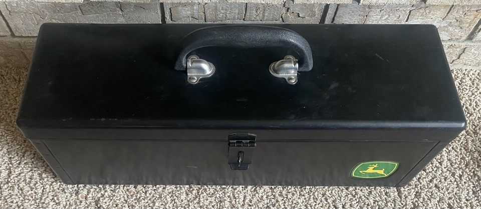 John Deere Tractor Tool Box ~ Heavy Durable Steel 19" x 6" x 6" - Black ...