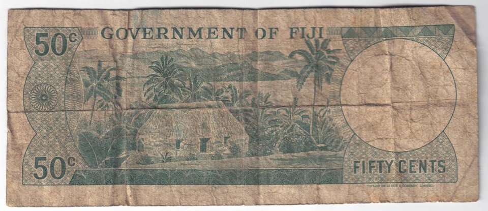 1970's Government of Fiji - 50 Cent paper bank note - No A/1 513873 ...