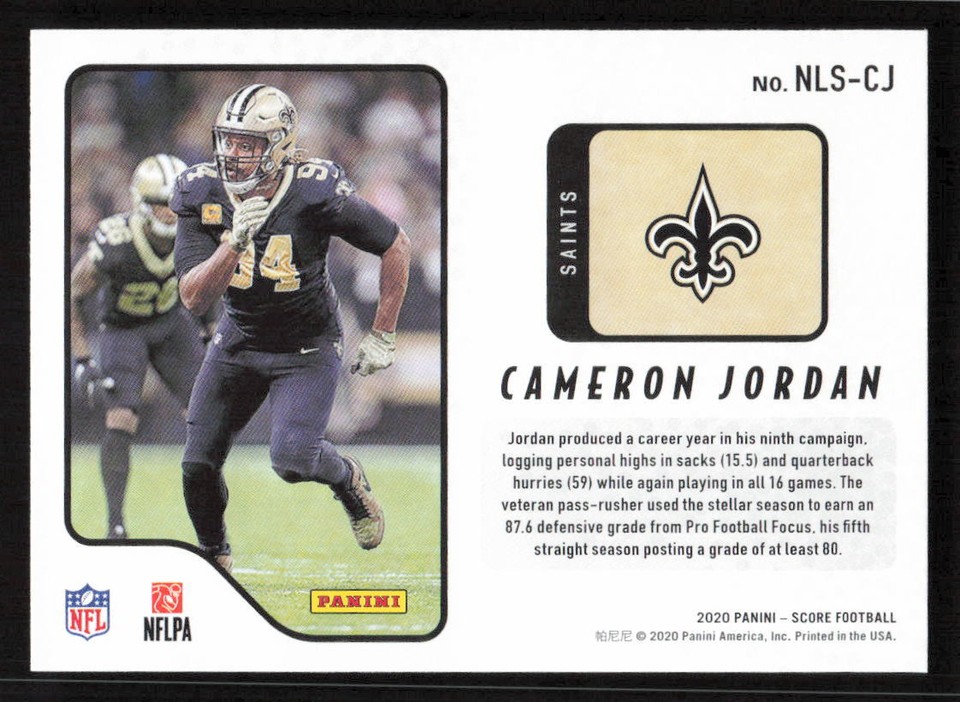 2020 Score Cameron Jordan #NLS-CJ Football New Orleans Saints | eBay