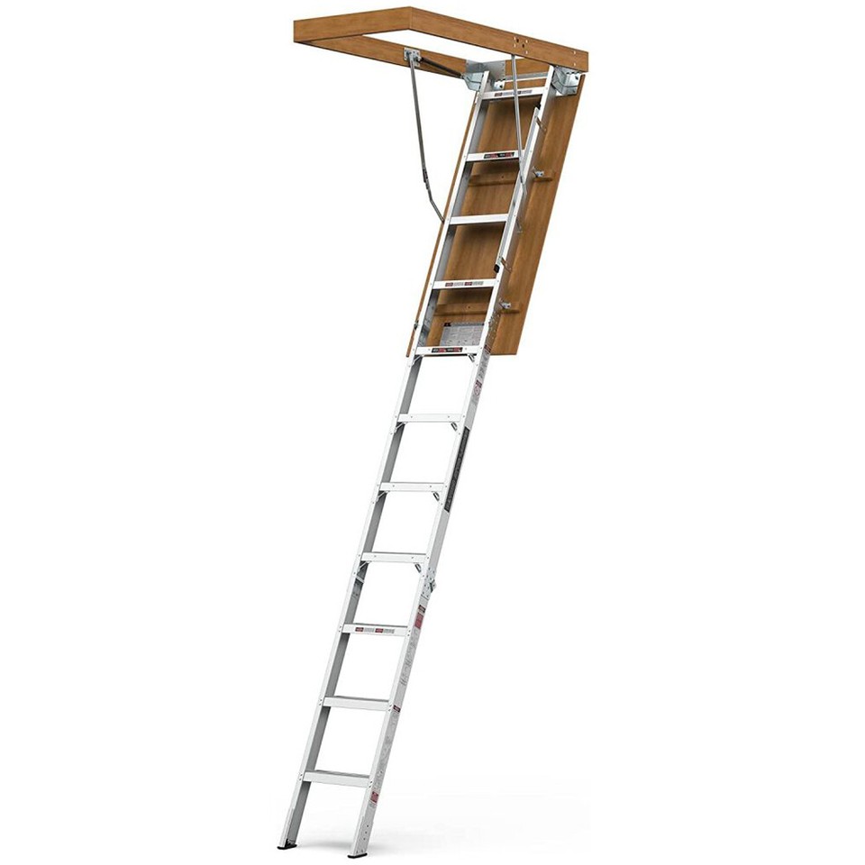 Portable Retractable Aluminum Loft Stairs Ladder Fits 7'8"-10'3 ...