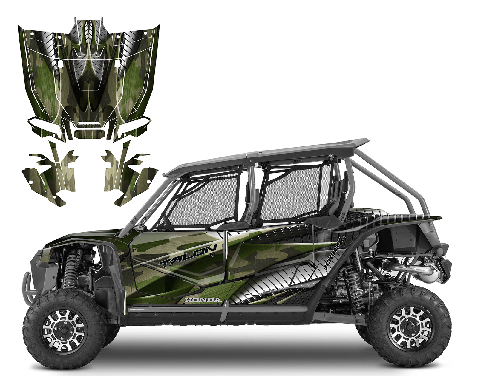 Honda Talon 1000X-4 4-SEATER graphics wrap kit 24 mil Green Army Camo ...