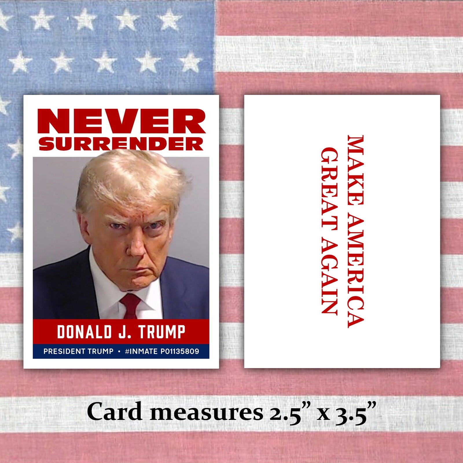 Donald Trump 2024 MUGSHOT Novelty Custom Baseball Card Never Surrender ...