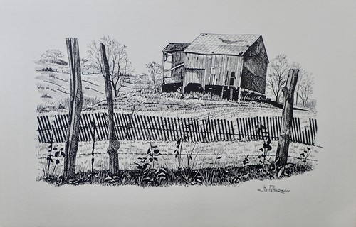 JIM PATTERSON Old Barn Drawing Print 11"x17" | eBay