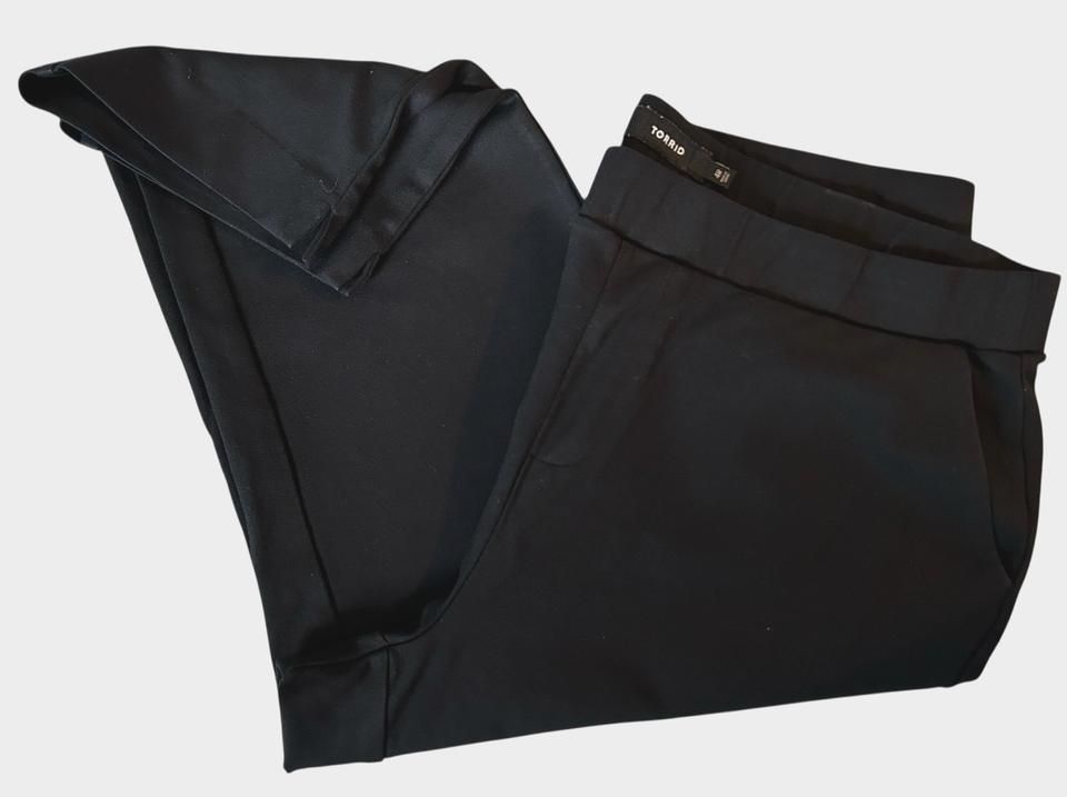 Torrid 4 Black Pull On Ponte Knit Relaxed High Rise Tapered Pants 4R 4X ...