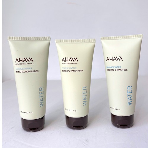 AHAVA Dead Sea Water Set Mineral Body Lotion Hand Cream Shower Gel 3.4 ...