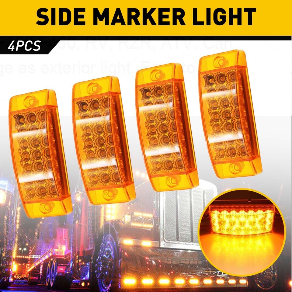 4PCS 6"Amber 21-LED Clearance Side Marker Lights Truck Trailer Turn ...