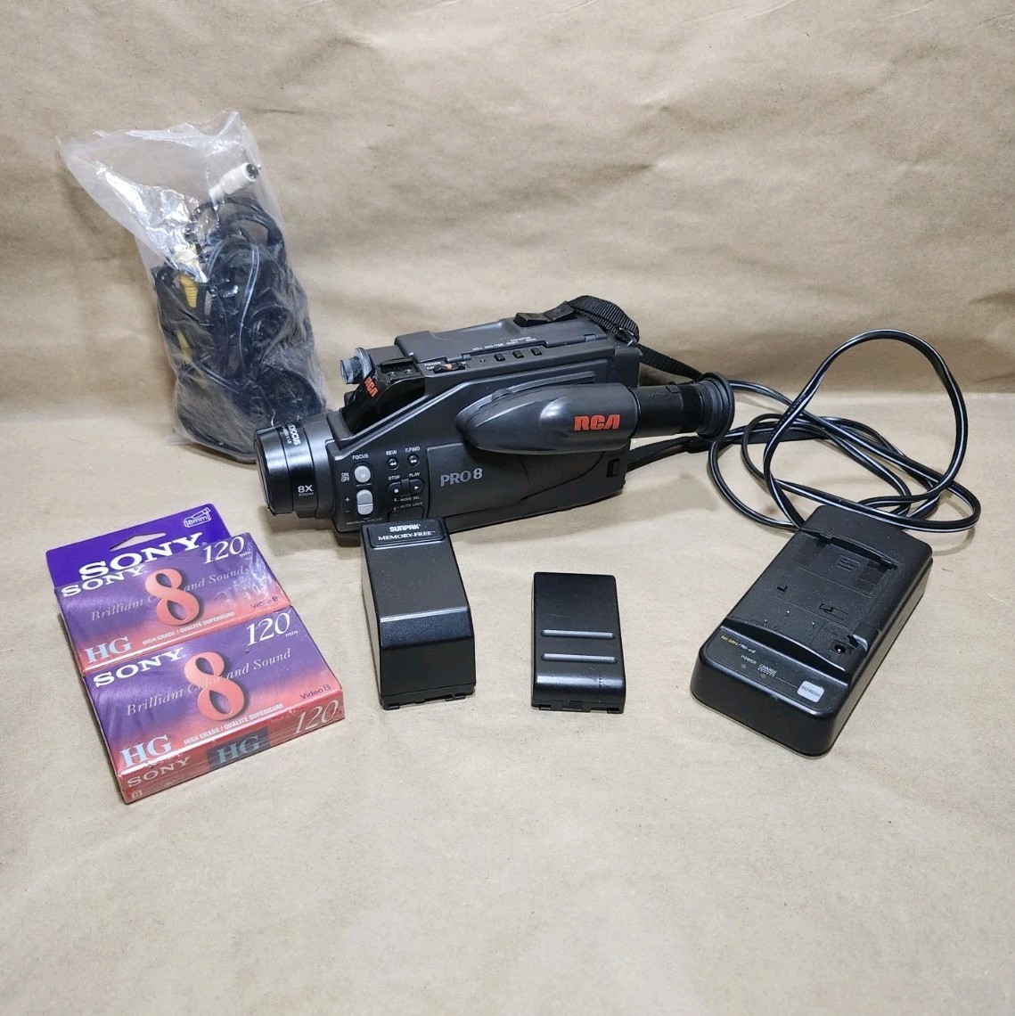 RCA Pro 8 Camcorder w/2 Batteries New Tapes & Charger *Powers On But ...