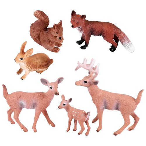 6 Pieces Animals Figures Creatures Figurines Squirrel Deer 2659 ...