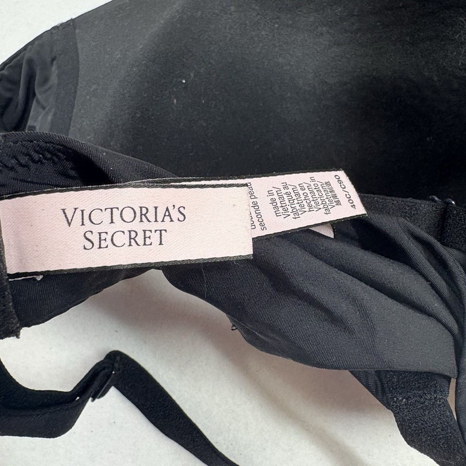 Victoria's Secret Bra Black T-Shirt Lightly Lined Wireless 40C Comfort ...