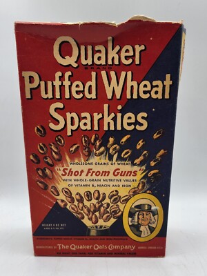 Vintage Quaker Puffed Wheat Sparkies Cereal Box Vultee B-24 Liberator ...