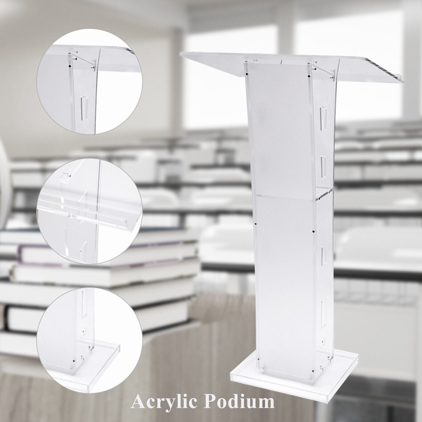 FixtureDisplays Clear Acrylic Plexiglass Podium Steel Sides, 60% OFF
