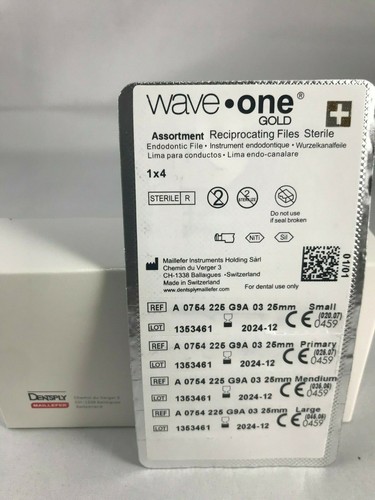 Waveone Gold Yellow, Red, Green, White RECIPROCATING File Dentsply 4pk ...