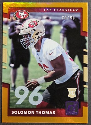 2017 Panini Donruss Jersey Numbers Solomon Thomas Rookie RC San Fran ...