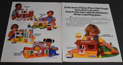 1990 Print Ad Fisher Price Little People Barn Airport McDonald's Garage ...