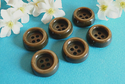 236C Superb Vintage Buttons "Brown Glazed" Brown Lot 6 Buttons Ep. 1960 ...