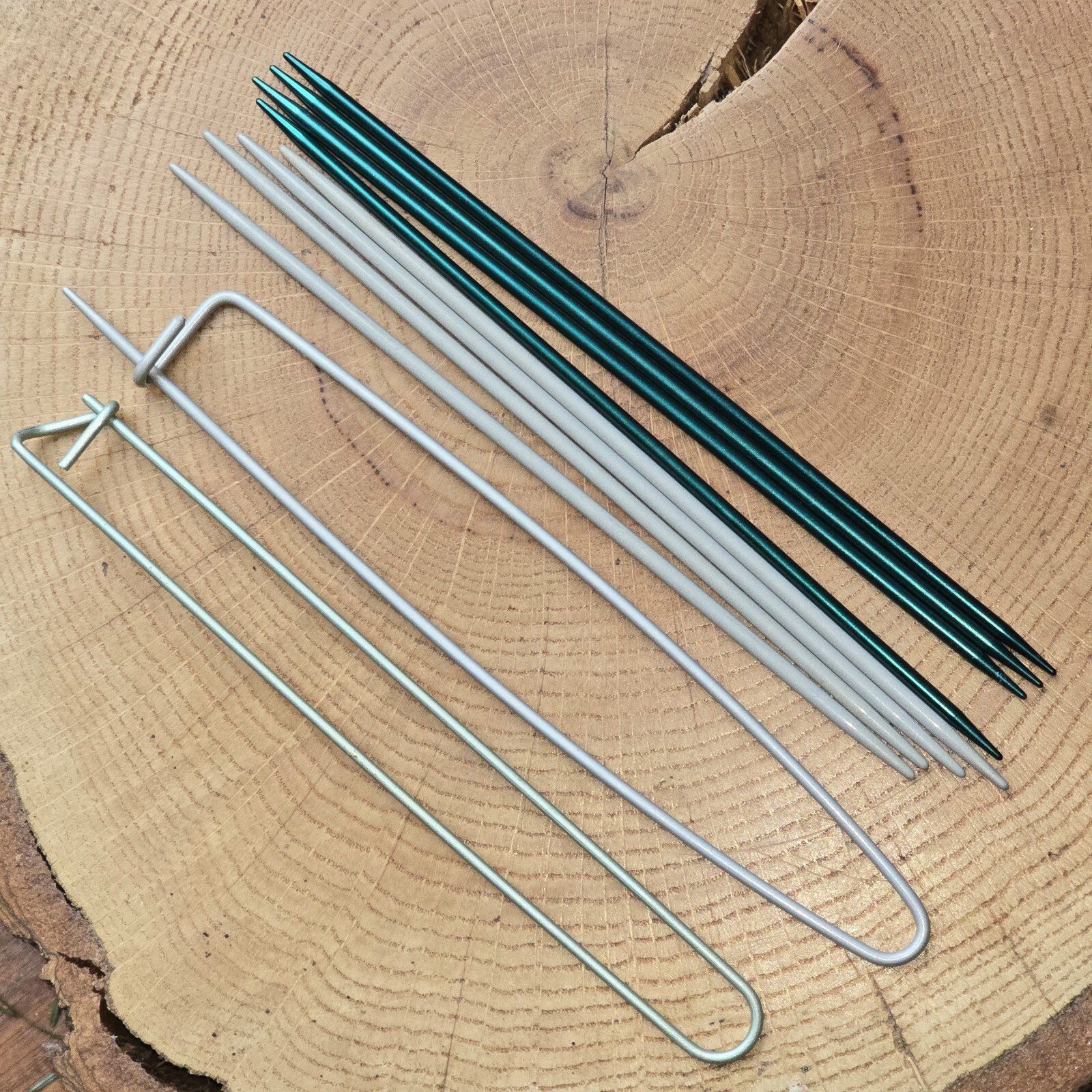 4 pair vintage double-pointed metal knitting needles & 2 knitting ...