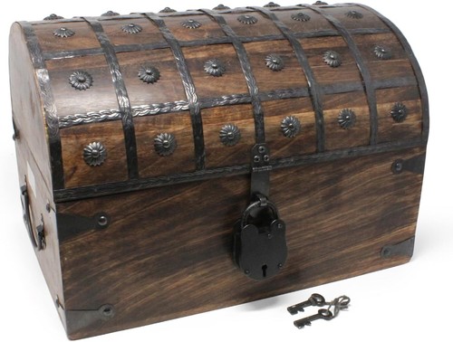 Pirate Treasure Chest with Iron Lock and Skeleton Key Storage and ...