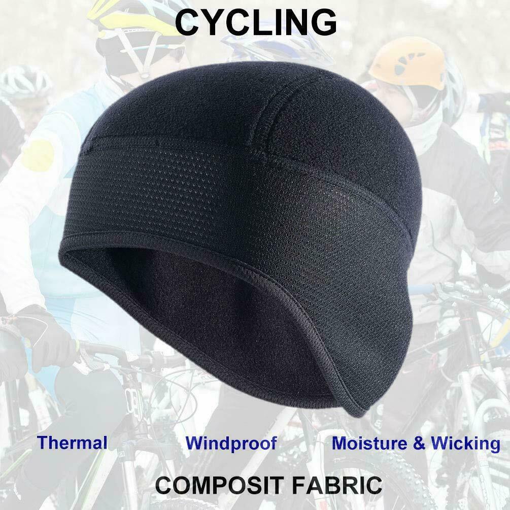 Helmet Liner Skull Cap Winter Fleece Cycling Windproof Ski Beanie Black ...