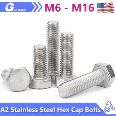 M6 - M16 Metric Hex Hexagon Head Screws A2 Stainless Steel Hex Cap ...