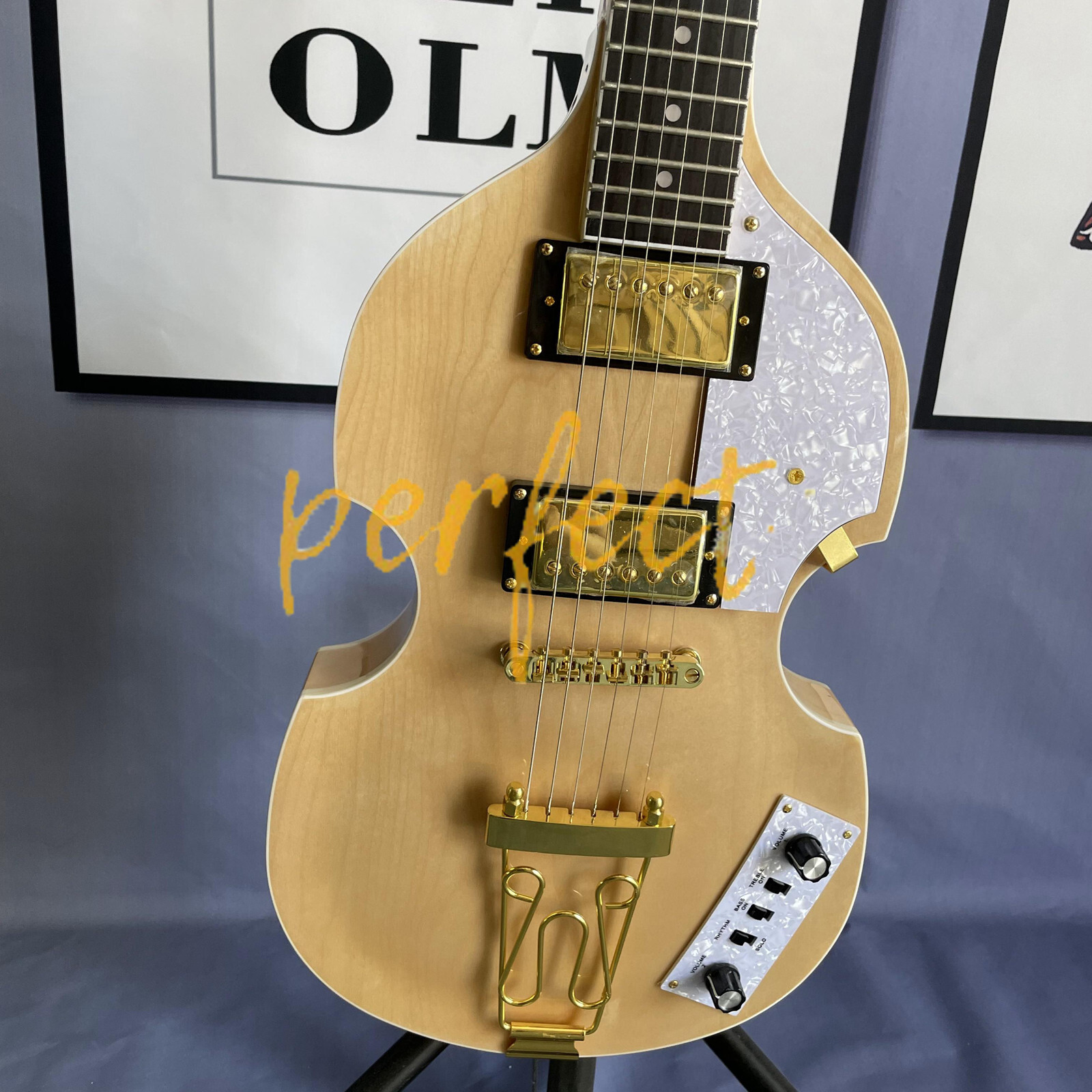 Hollow Body Hofner Violin BB2 Electric Guitar 6 Strings Gold Hardware ...