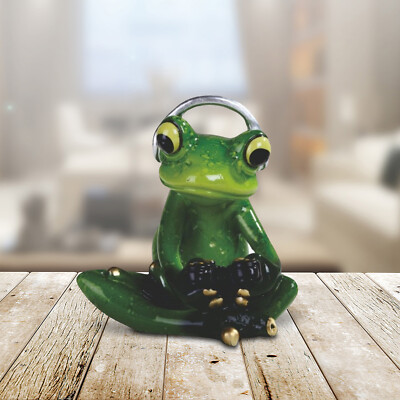 3"H Frog Playing Game with Headset Figurine Room Decor | eBay