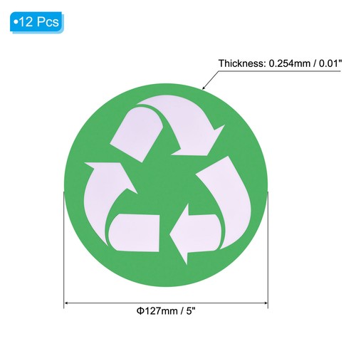 12Pcs Recycle Sticker Bin Label 5 Inch Recycling Indoor Use White on ...