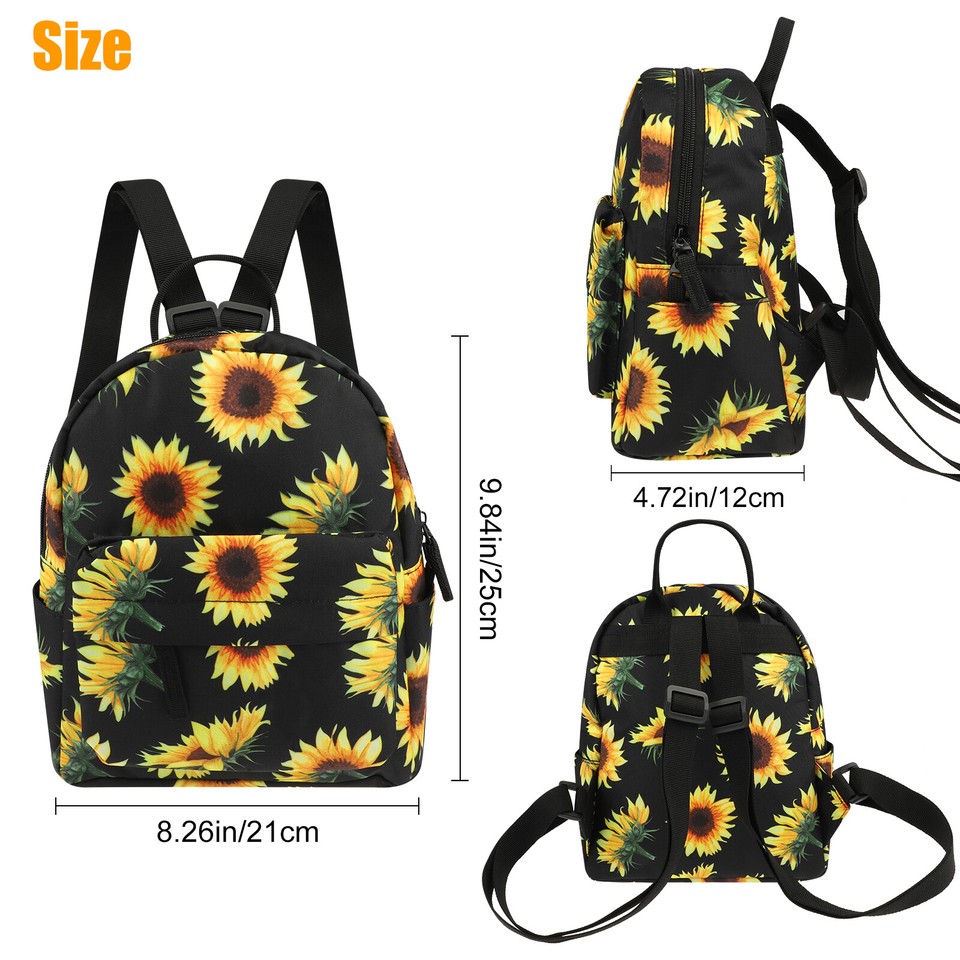 Waterproof Sunflower Backpack Women Purse Shoulder Rucksack Travel Bag ...