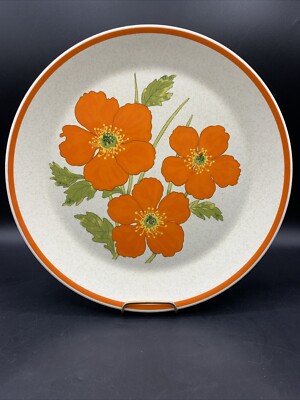 Vintage Lenox Temper Ware Fire Flower 10.5" Dinner Plate Orange Poppy ...