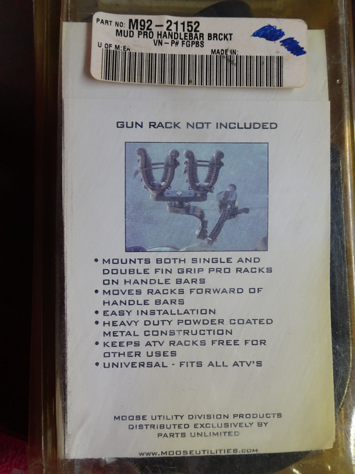 Moose ATV Gun Rack Utility Fin Grip Mud Pro Handlebar Bracket System ...