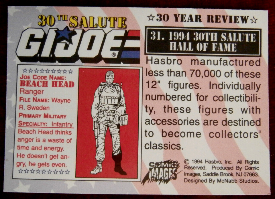 G.I. Joe 30th Salute - Card #31 - 30th Salute Hall of Fame - Comic ...