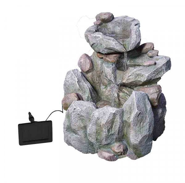 Solar Water Fountain Rock Fall Garden Feature Trickling Waterfall Stone ...
