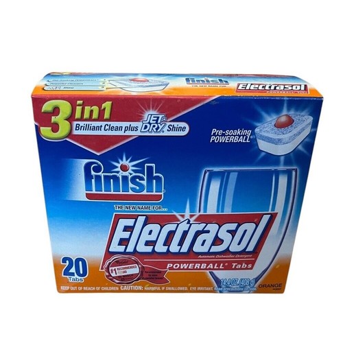 Finish Electrasol Powerball 20 Tabs Orange New Sealed Box Dishwasher ...