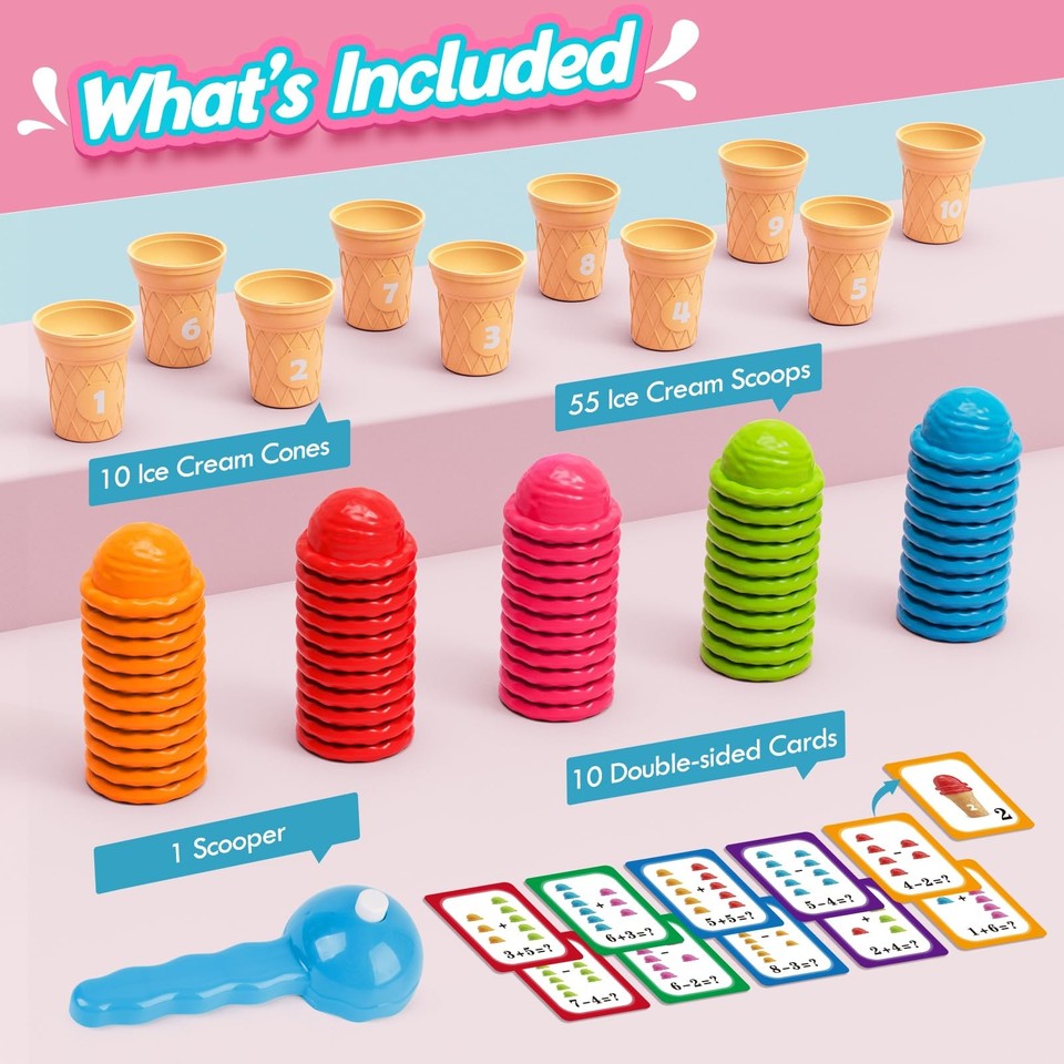 Ice Cream Counting and Color Sorting Stacking Toys for Toddlers ...