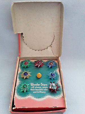 7 ANTIQUE C-6 MATCHLESS WONDER STARS CHRISTMAS LIGHTS IN ORIGINAL BOX ...
