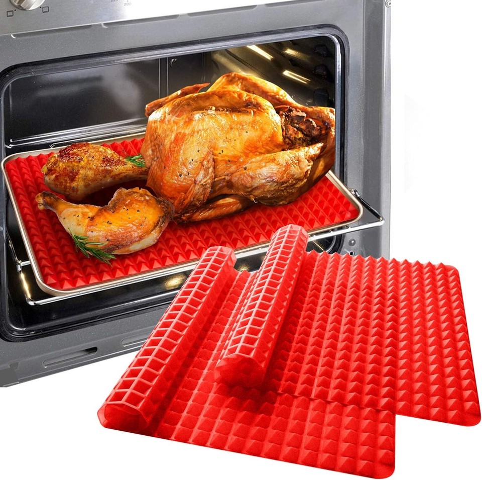 2 Silicone Baking Mat Red Pyramid Cooking Sheet Pan Oven Tray Pastry 16 ...