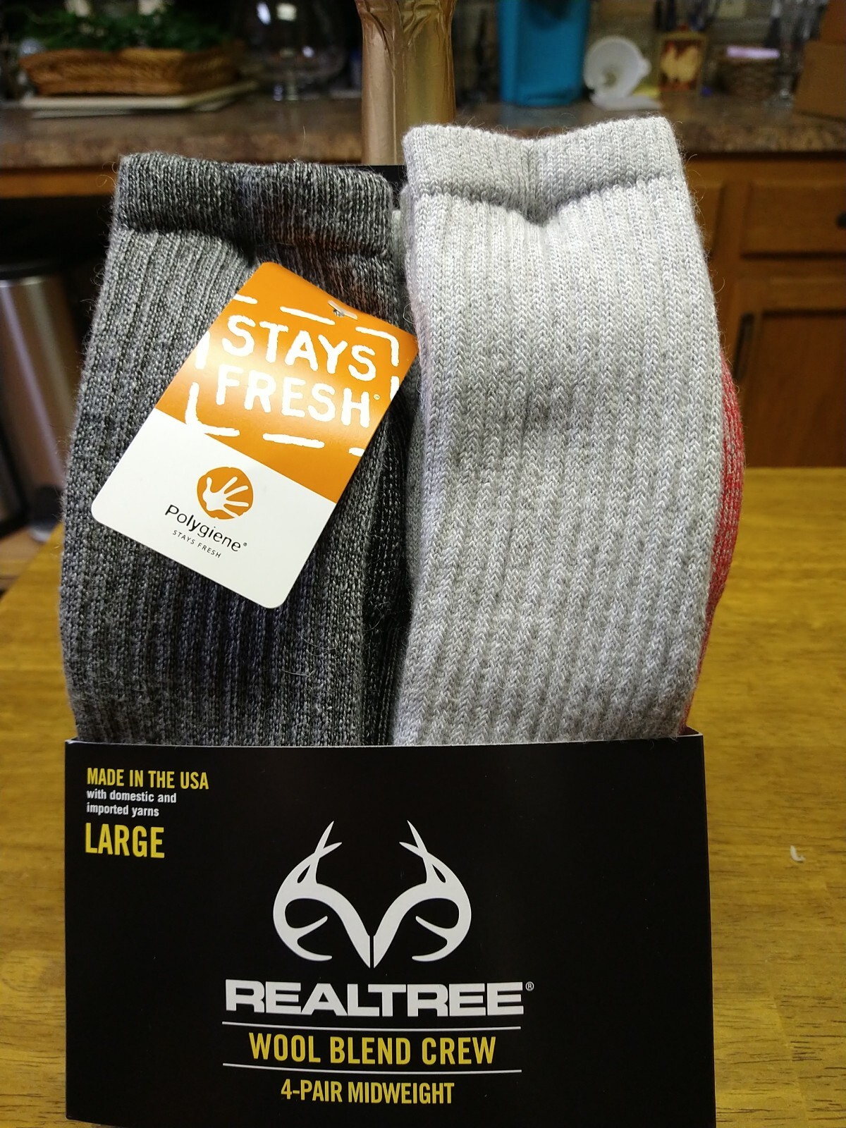 Realtree Merino Wool Blend Crew Boot Socks 4 Pair Pack Hunting Men ...