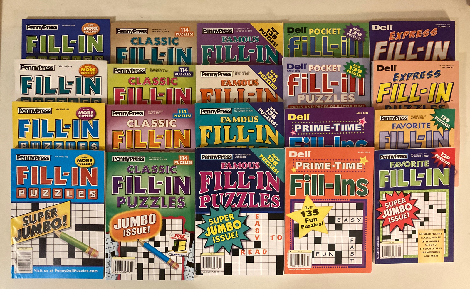 Lot of 40 New Penny Press Dell FILL-IN Puzzle Books New Unused NO ...