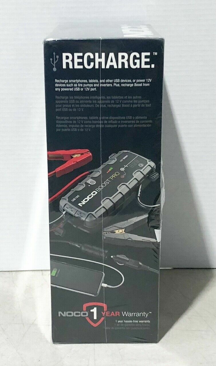 NOCO Genius GB150 Boost PRO 3000A UltraSafe Lithium Jump Starter FAST ...
