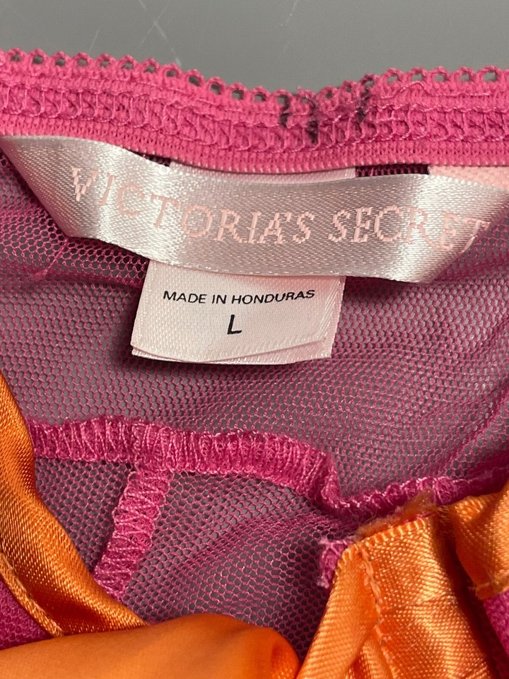 Victorias Secret Hot Pink Orange Open Front Vest Sheer Large | eBay