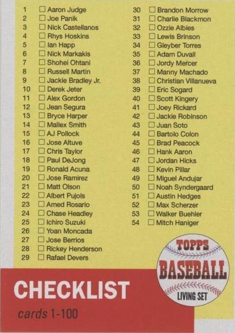 2019 Topps Living Set - Checklist #CL-01 for sale online | eBay