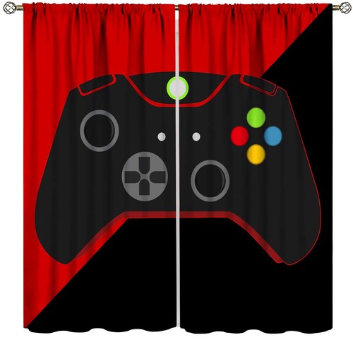 Video Game Curtains, Game Gamepad Red Blackout Window Drape Boys ...