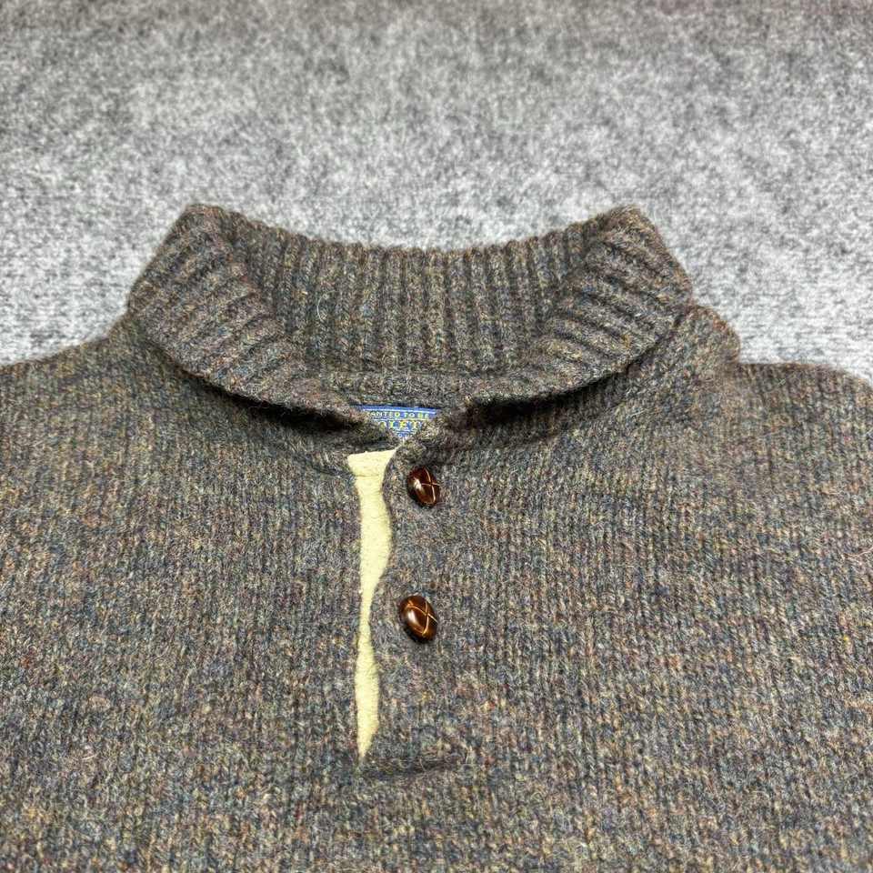 Vintage USA Pendleton Sweater Men L Gray Wool Elbow Patch Shawl Collar ...