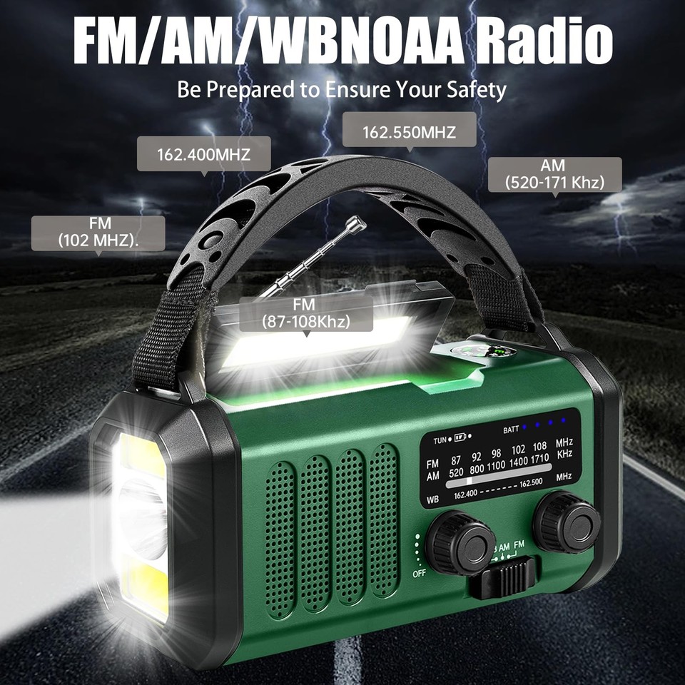 Hand Crank Emergency Radio,74000mWhSolar Powered Hand Crank Portable ...