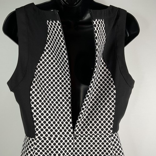 Stitch Btween Dress Womens Med Black White Dots A Line Sleeveless Knee ...
