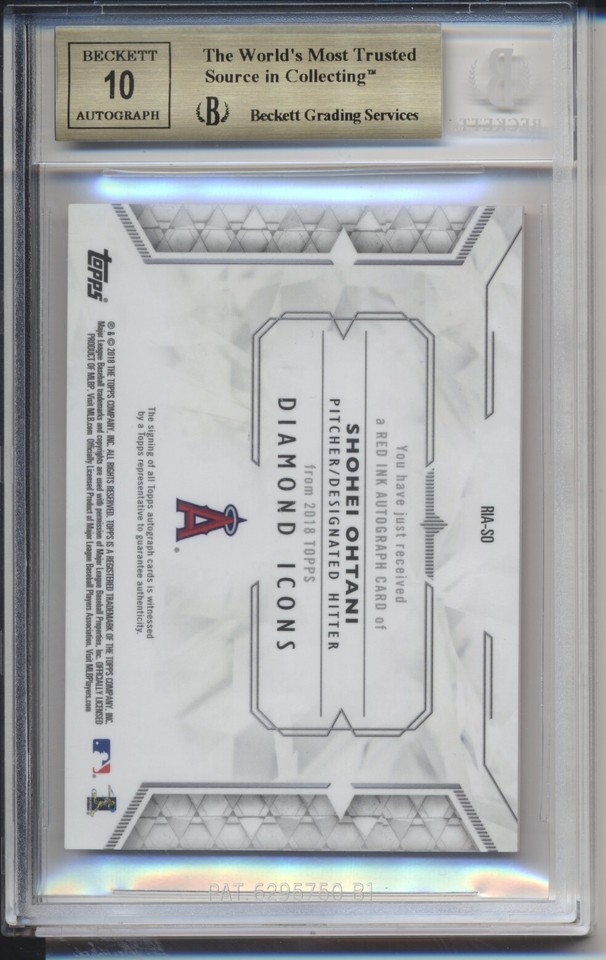 Shohei Ohtani 2018 Topps Diamond Icons Red Ink RC AUTO #D 5/5 BGS 9.5 ...