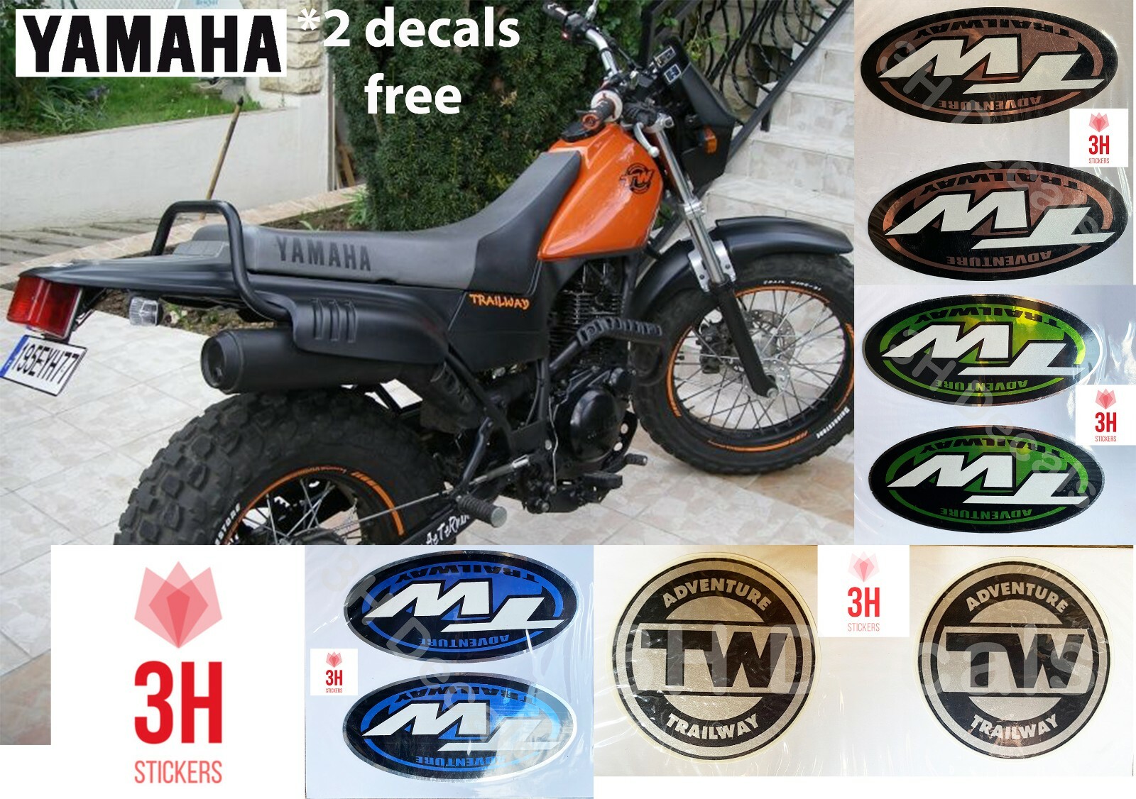 Custom made Yamaha TW tank Decal stickers graphics both sides + Side ...