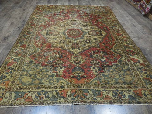 Vintage Turkish Rug,Geometric Anatolian Turkish Village Made Rug 6.9x10 ...