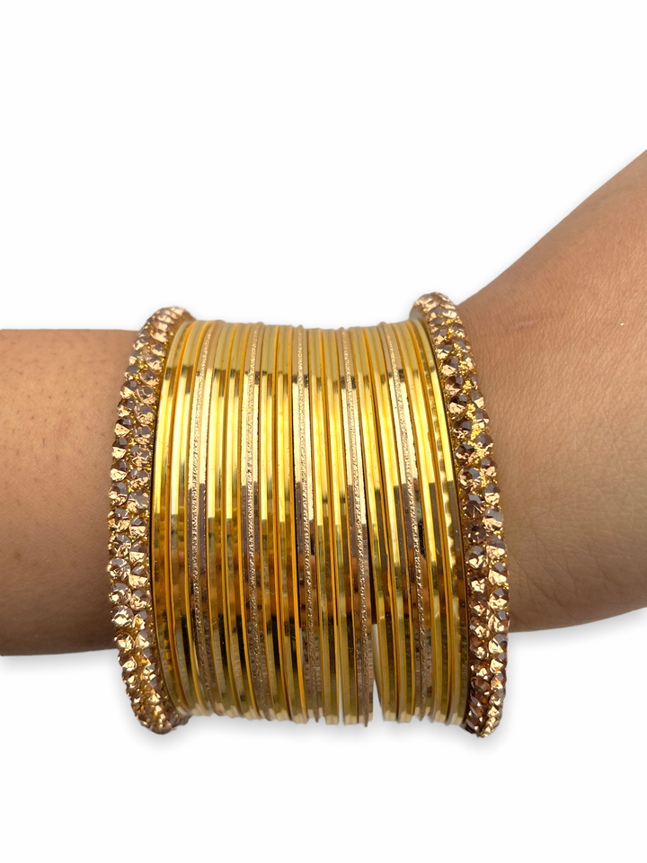 Chohan's simple Shiny Crystal gold churi kara bangle set, indian ...